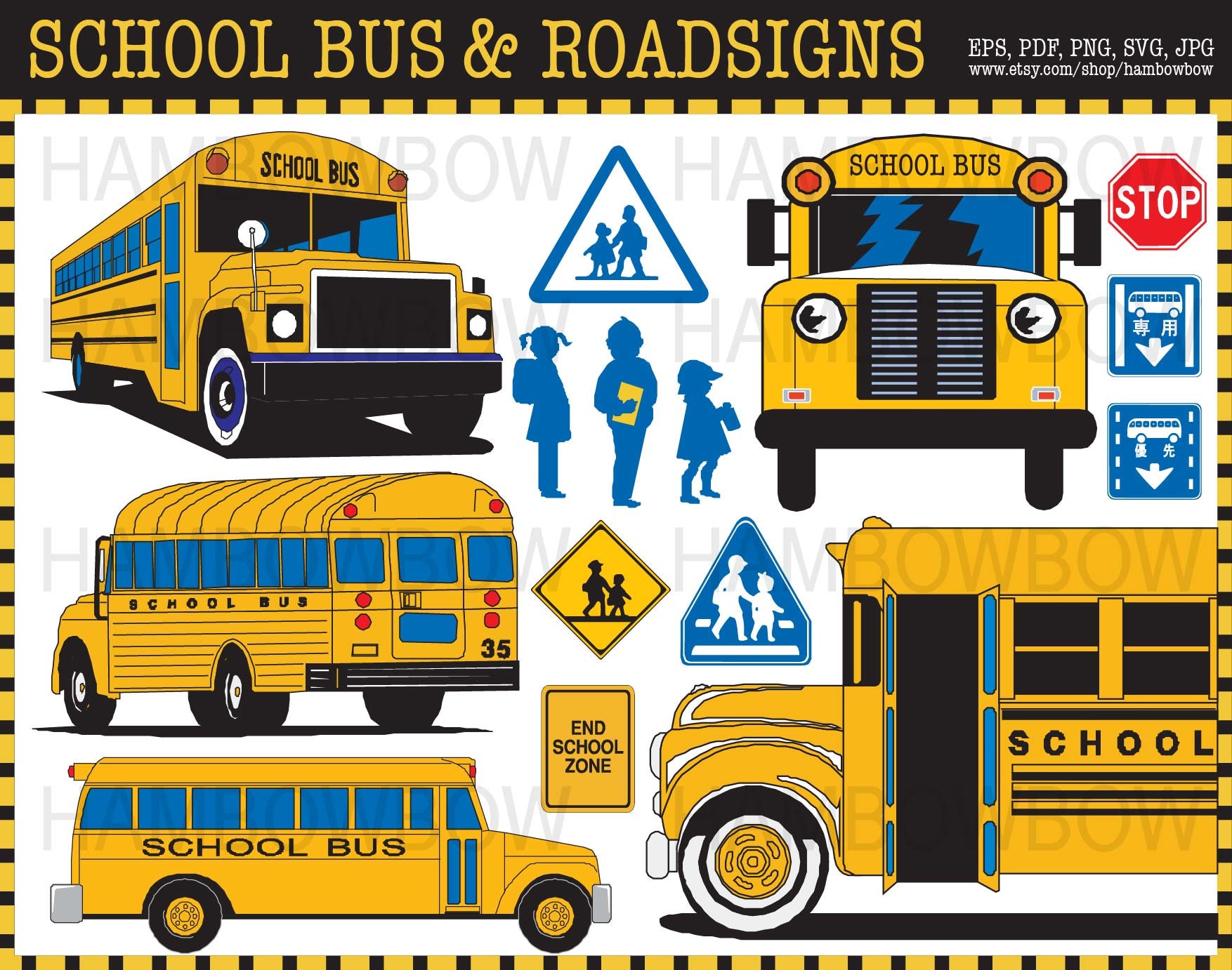Yellow School Bus SVG Bundle, Back to School, Student Road Signs ...