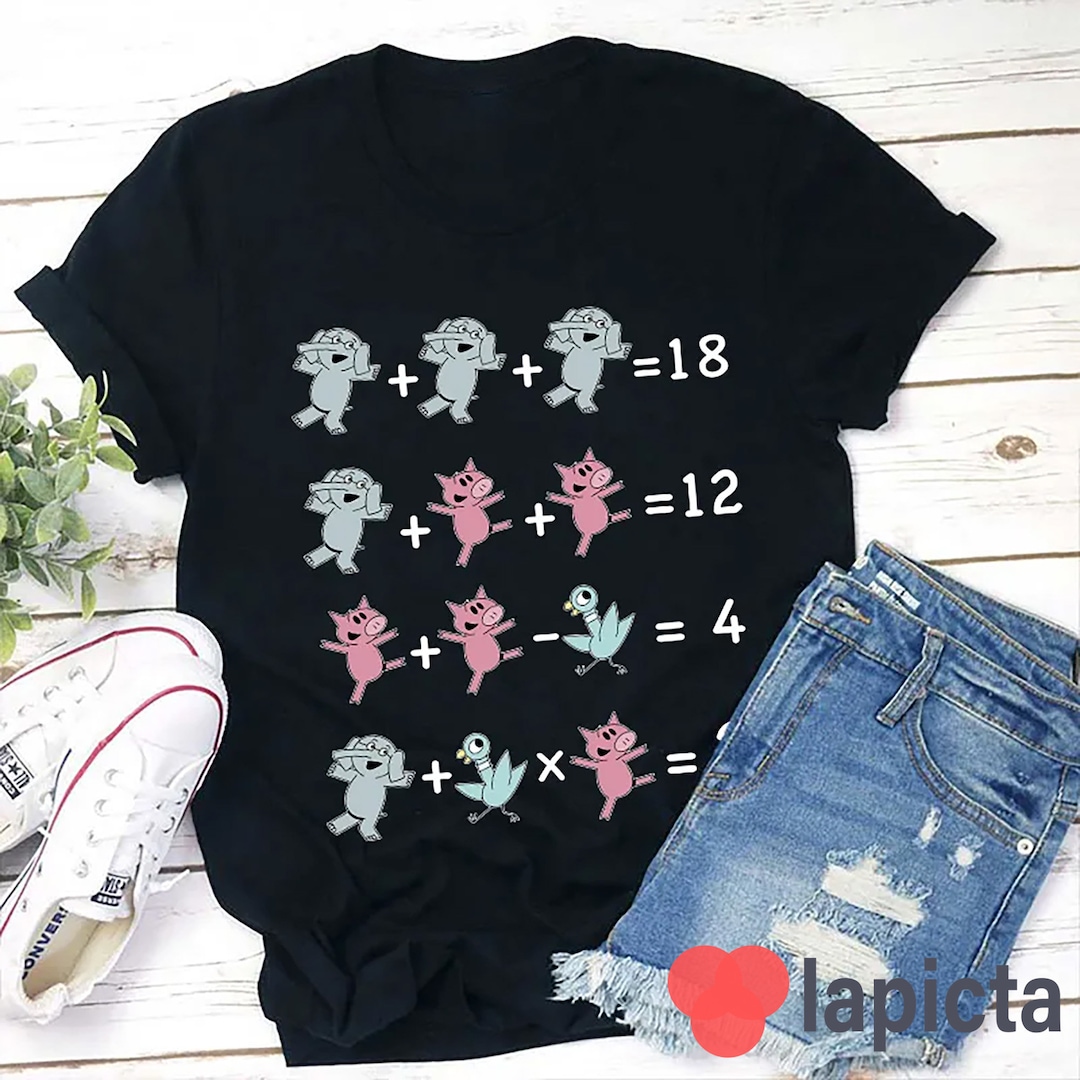 Elephant and Piggie Math Addition Teacher T-shirt, Funny Pigeon Shirt ...