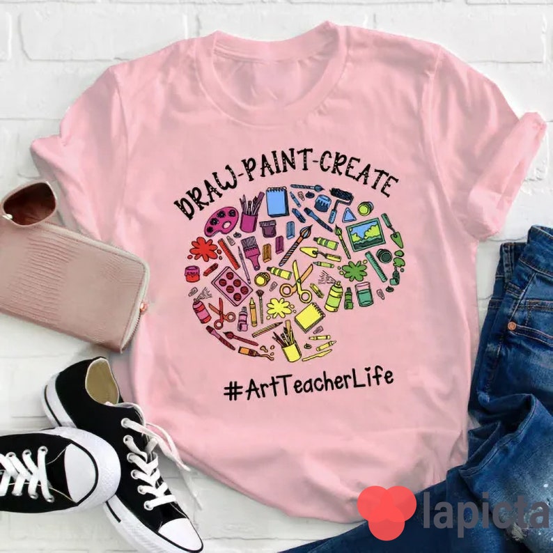 Draw Paint Create Teacher T-shirt, Teacher Shirt, Kindergarten Shirt ...