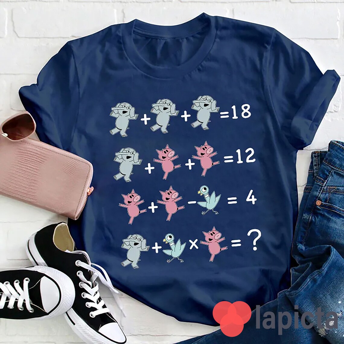 Elephant and Piggie Math Addition Teacher T-shirt, Funny Pigeon Shirt ...