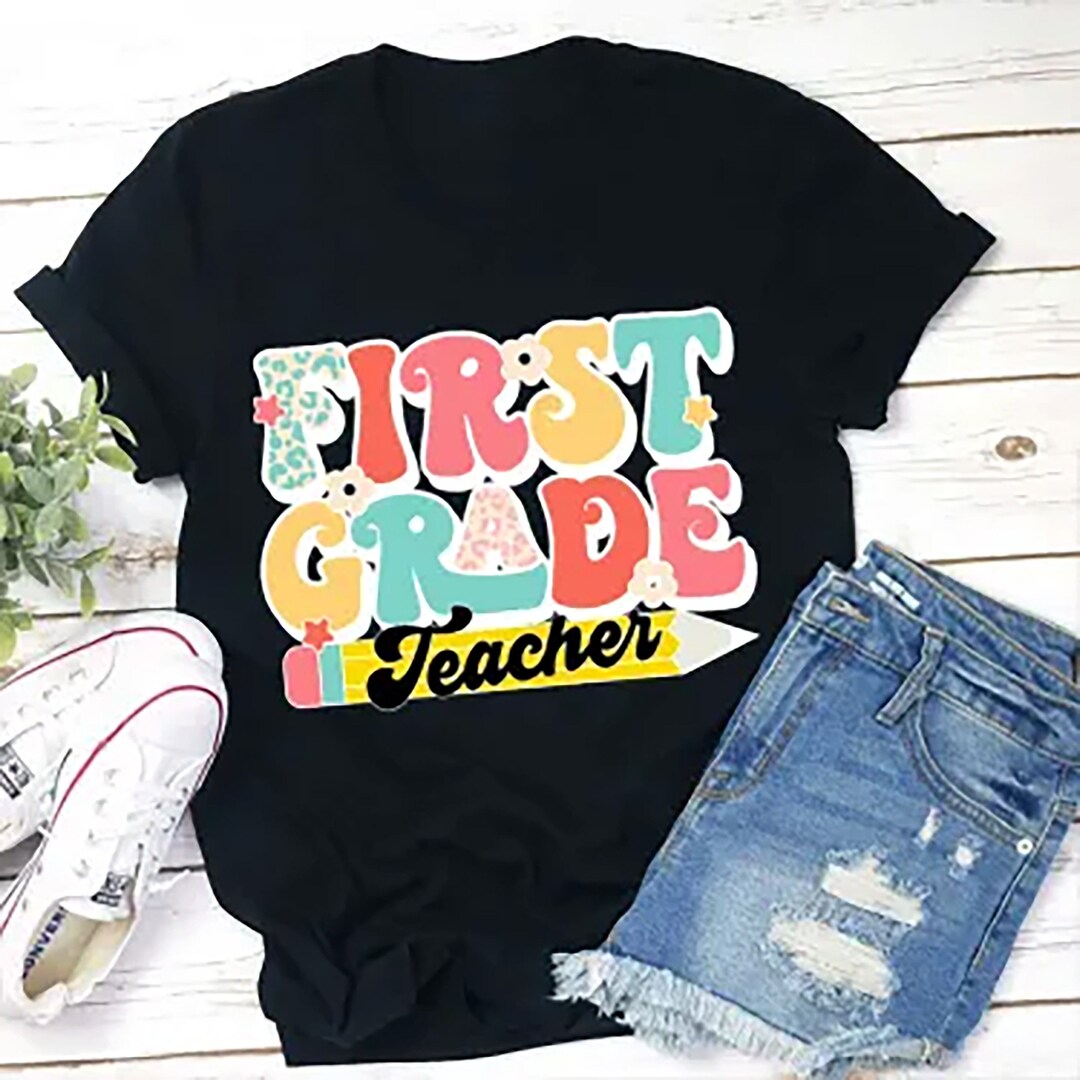 Personalized First Grade Teacher Tiny Flower T-shirt, Teacher Life ...