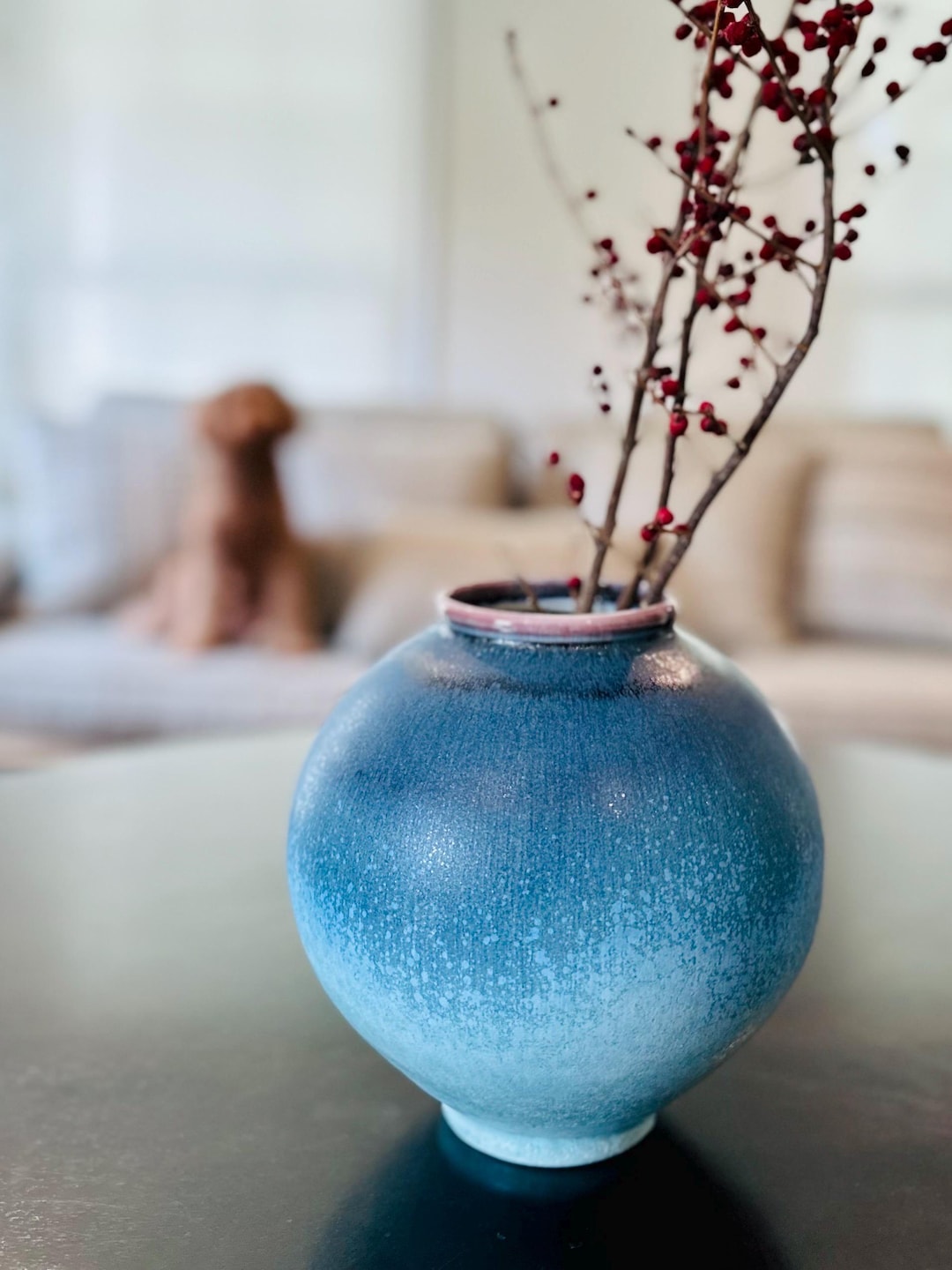 Handmade Korean Blue Moon Jar, Moon Jar, Korean Moon Vase, 달항아리 ...