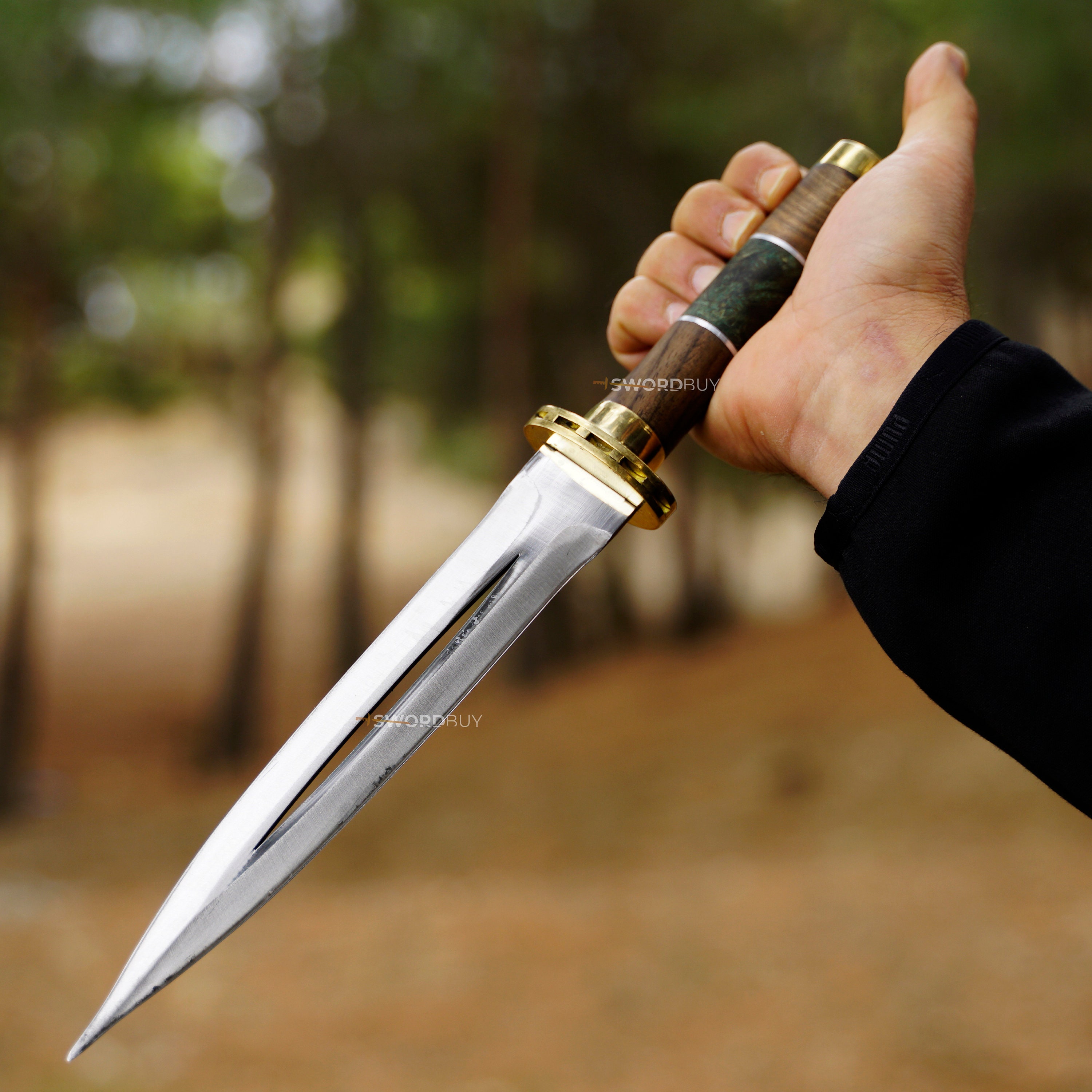 Handmade Dagger Double Edged Medieval Turkish Dagger Slotted - Etsy