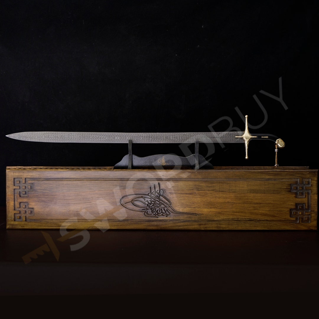 Prophet Muhammad Sword, Hand Forged Damascus Sword, Sword With Box ...