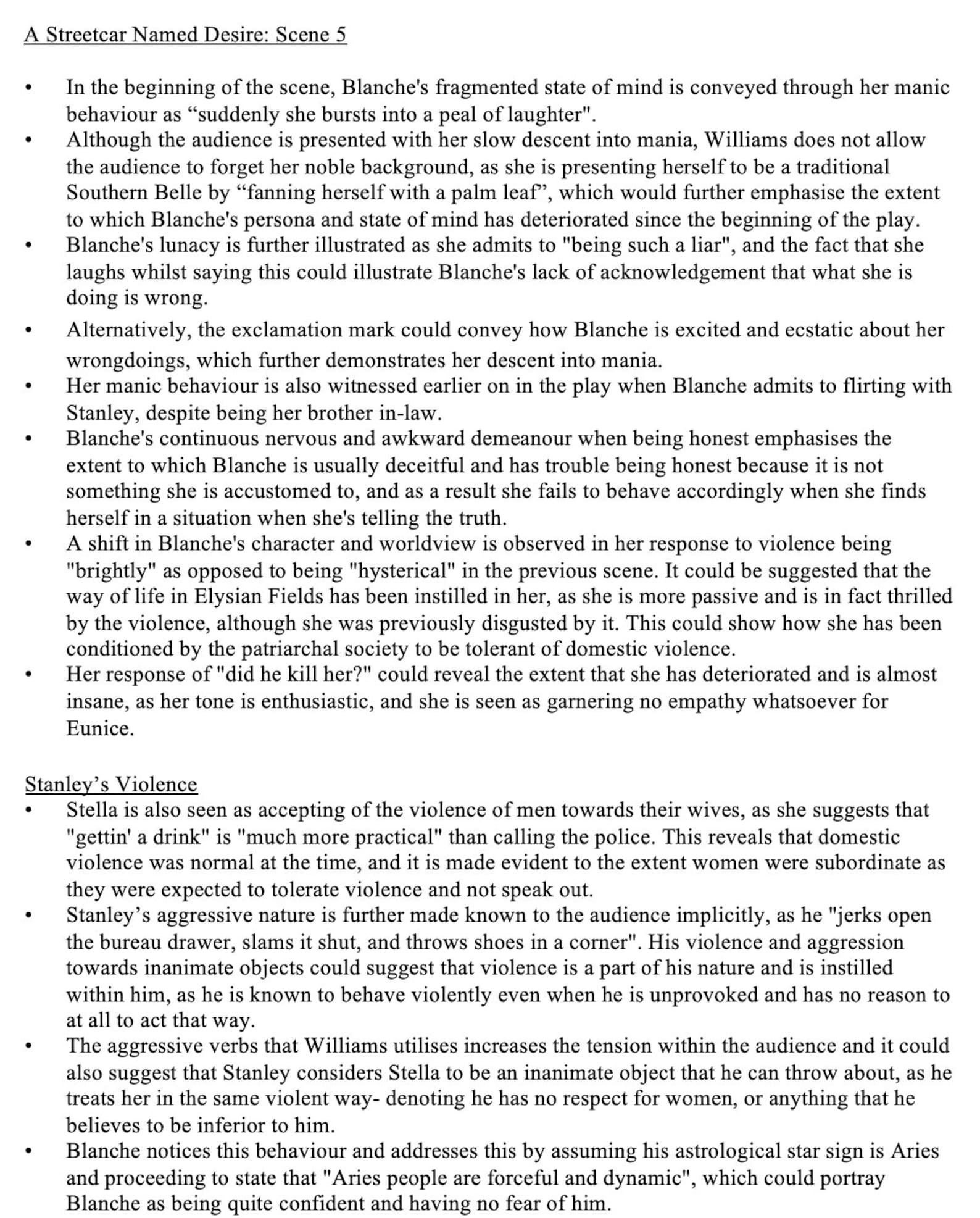 A Streetcar Named Desire Scene 5 Summary Sheet (A Level) - Etsy