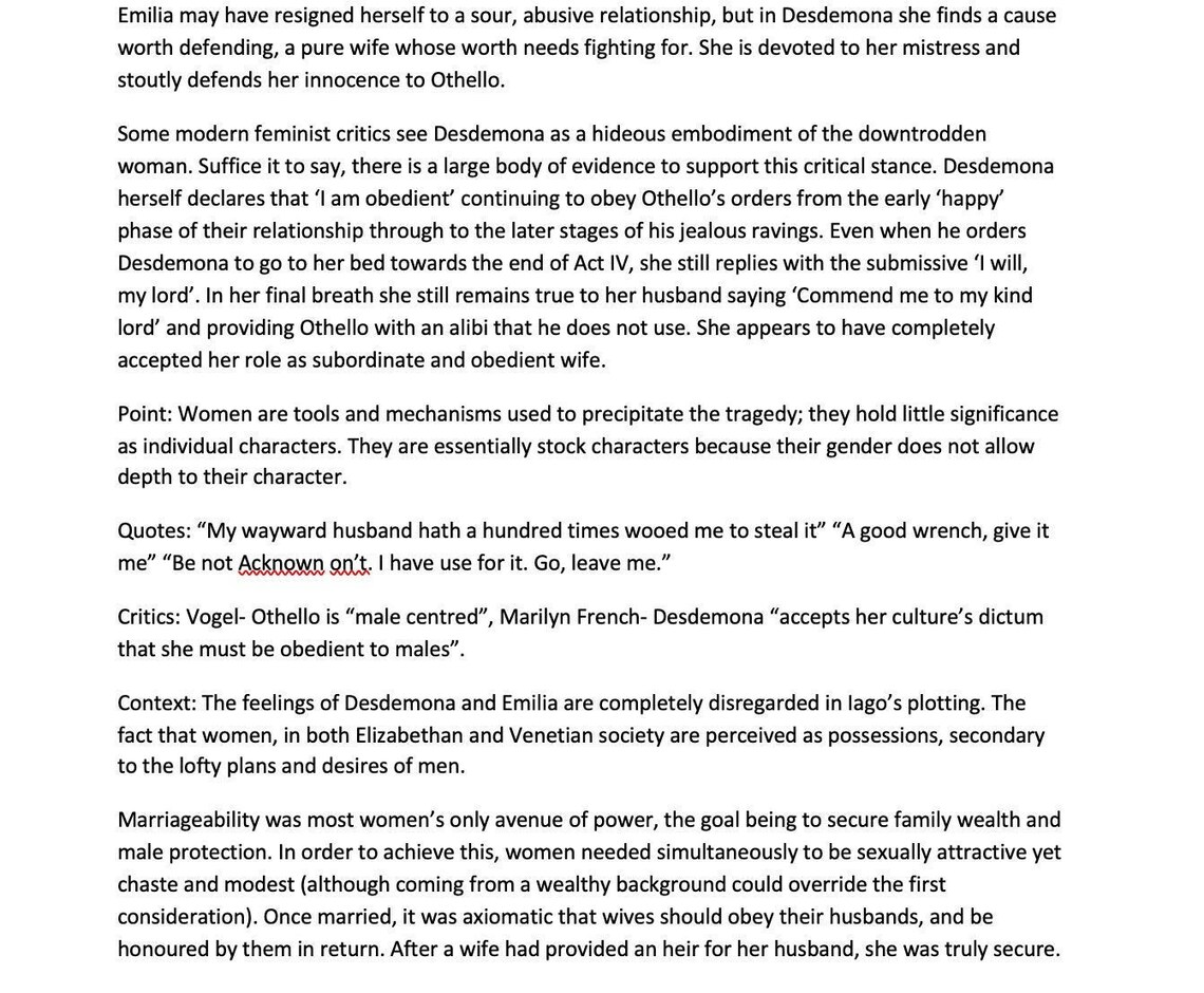 OTHELLO ESSAY PLANS A Level English Literature (themes) (edexcel) - Etsy