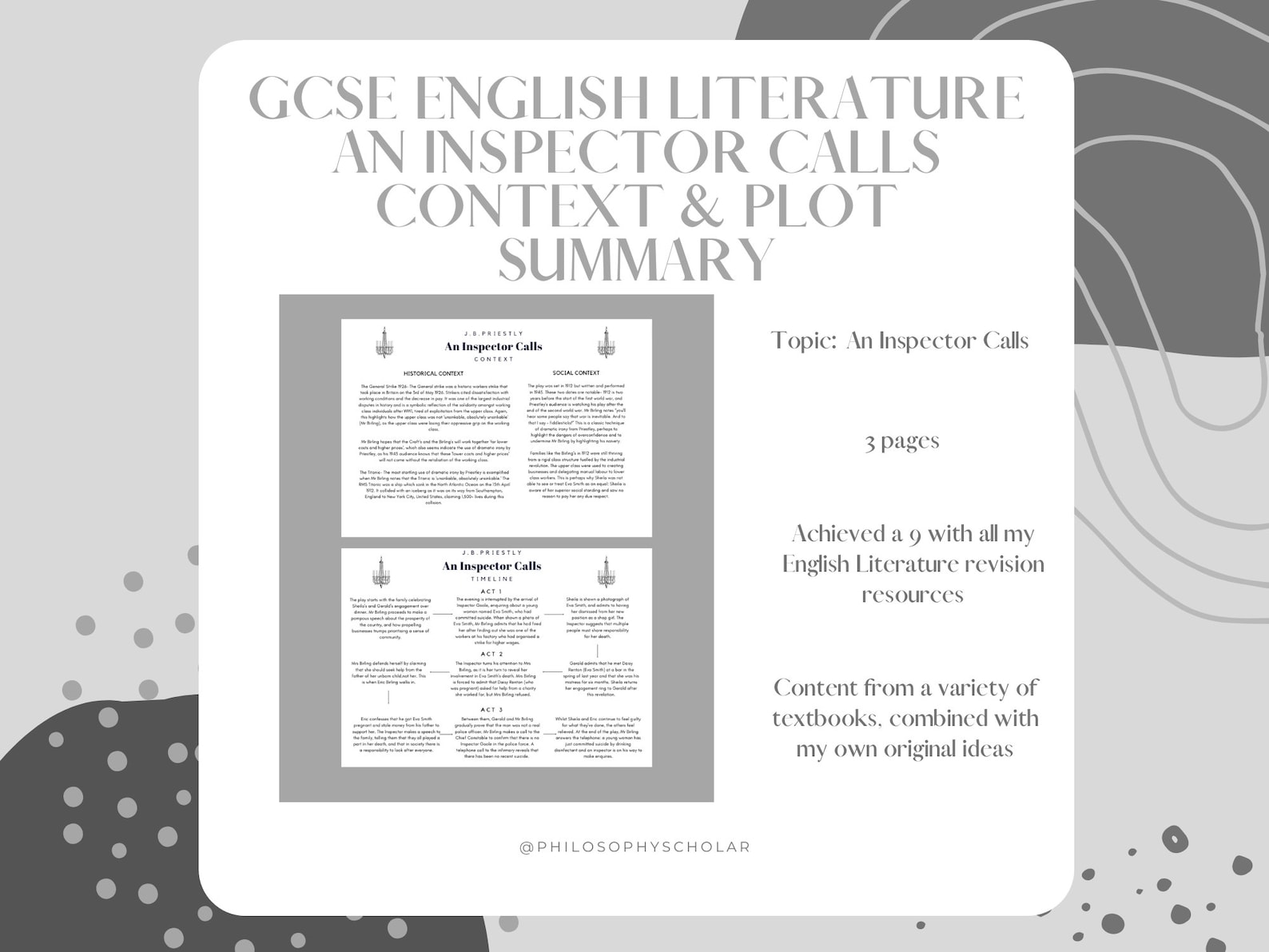 An Inspector Calls Context Guide & Plot Summary GCSE English Literature ...