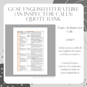 An Inspector Calls Quote Bank GCSE English Literature - Etsy