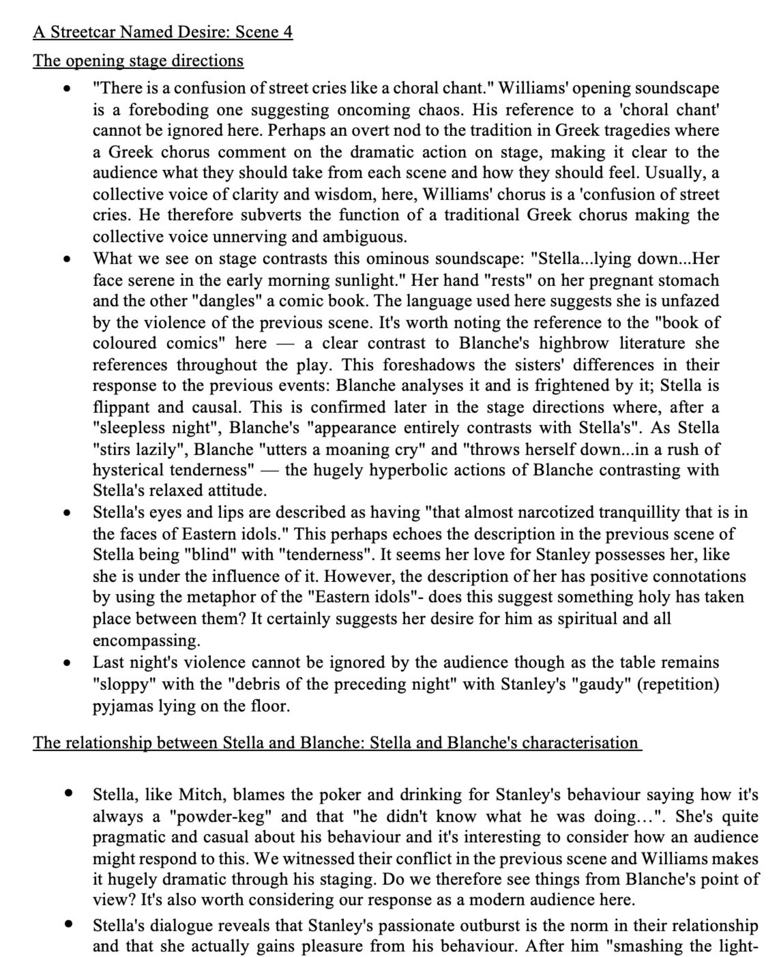 A Streetcar Named Desire Scene 4 Summary Sheet (A Level) - Etsy UK