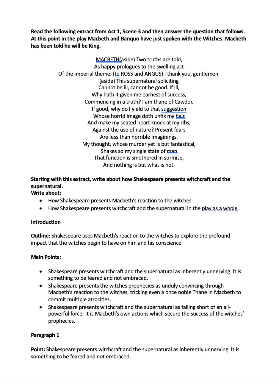 Macbeth Essay Plans GCSE English Literature (characters and Themes) - Etsy