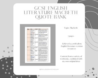 Macbeth Essay Plans GCSE English Literature (characters and Themes) - Etsy