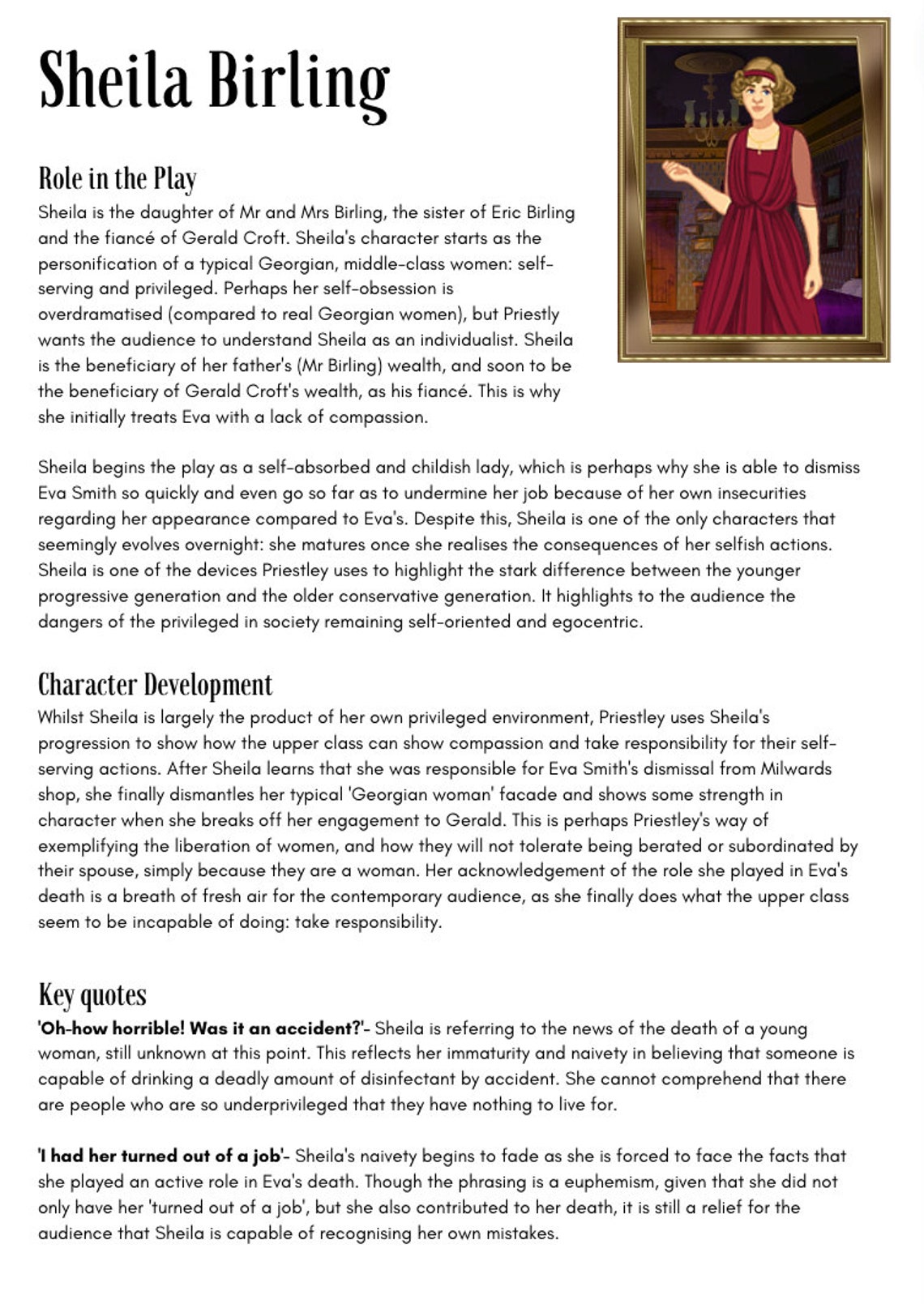 An Inspector Calls Character Profiles GCSE English Literature - Etsy