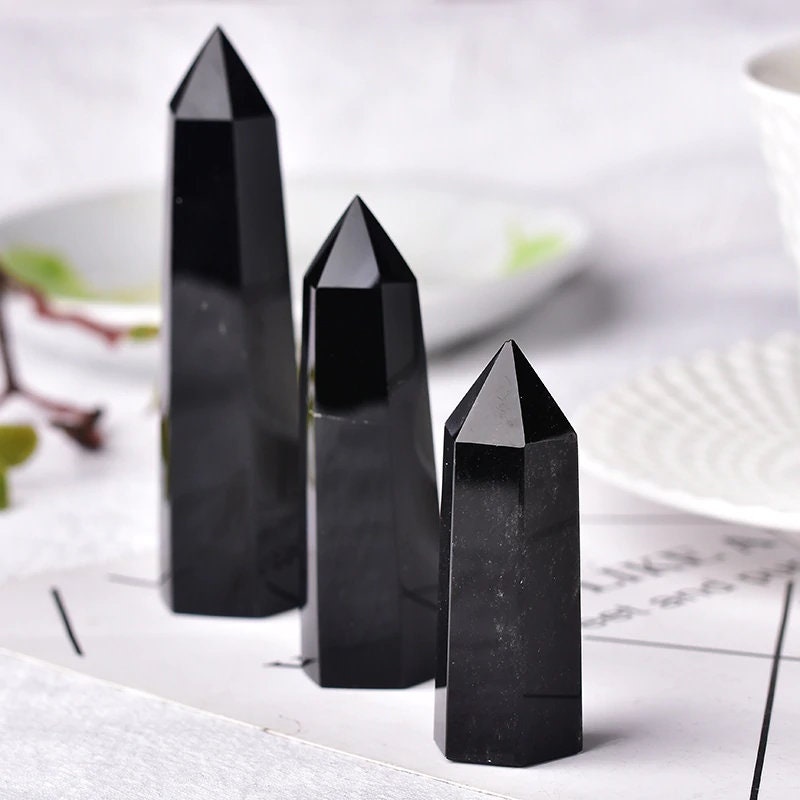 Natural Rock Obsidian Hexagonal Column Crystal Point Mineral - Etsy