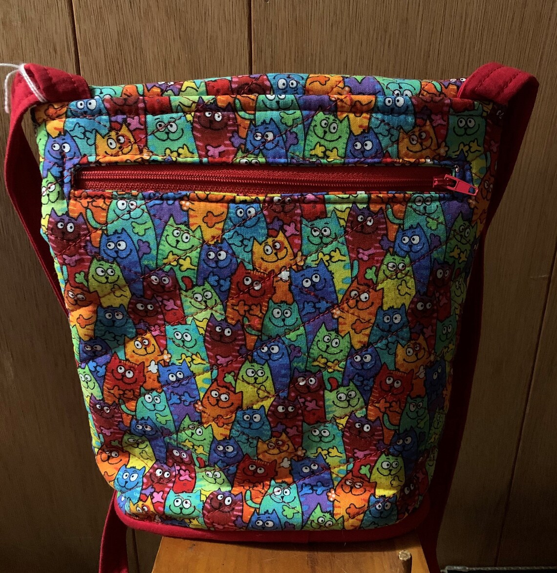Cat Bucket Bag With Flap Closer and Zipper Pocket on Back - Etsy