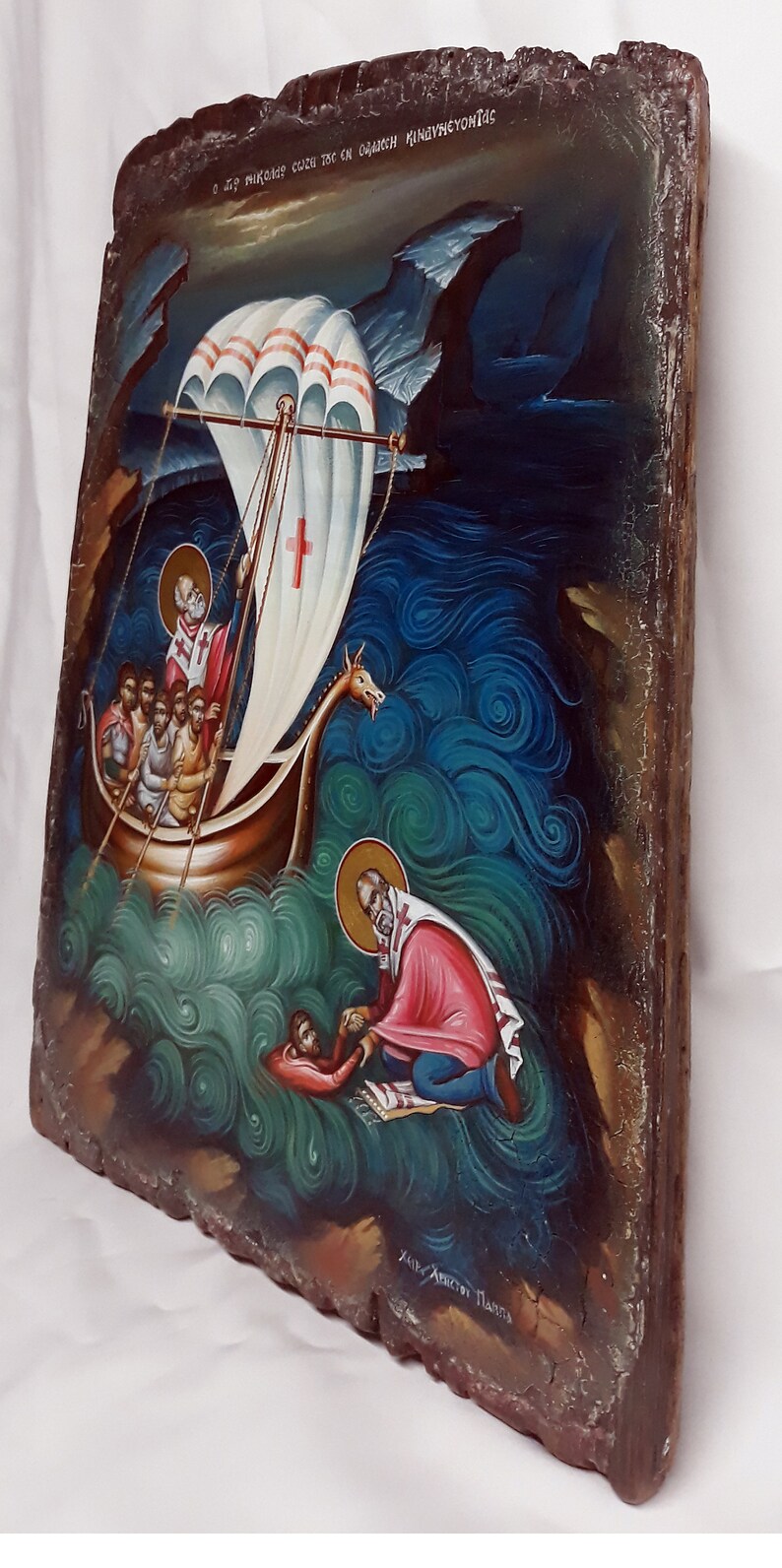 Handpainted Icon of Saint Nicholas Saving the Sailors - Etsy