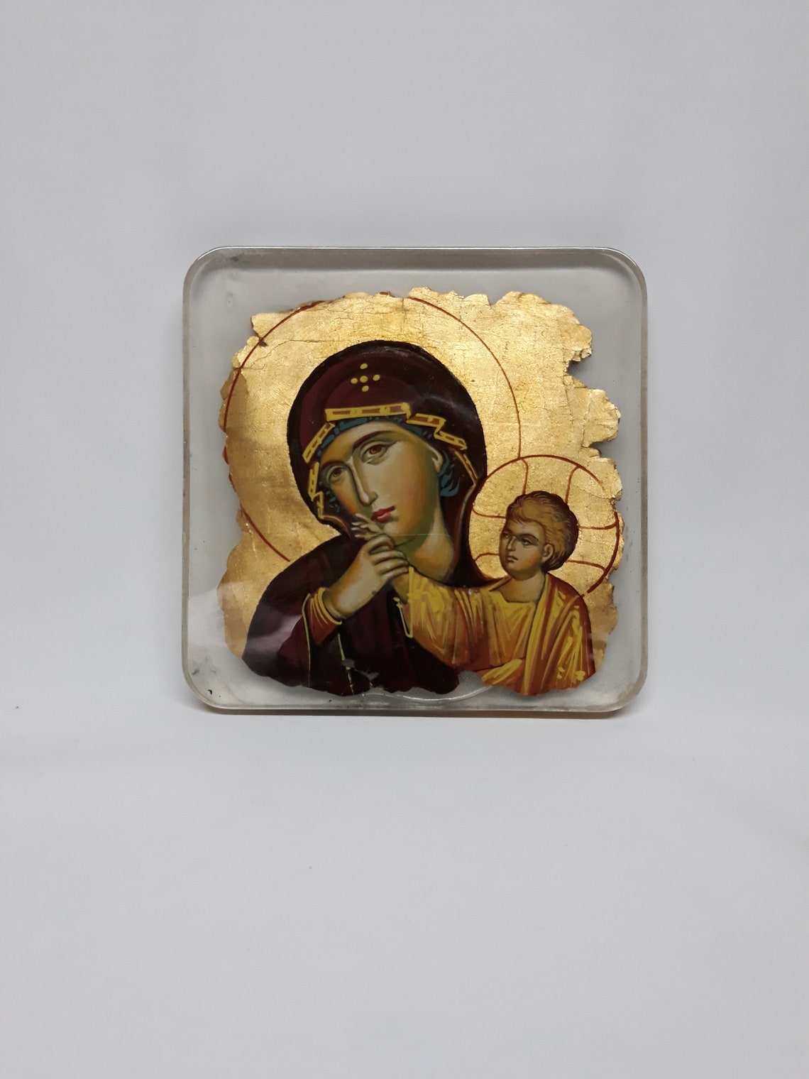 Virgin Mary With Child Jesus Christ,handmade Resin Encased Orthodox ...