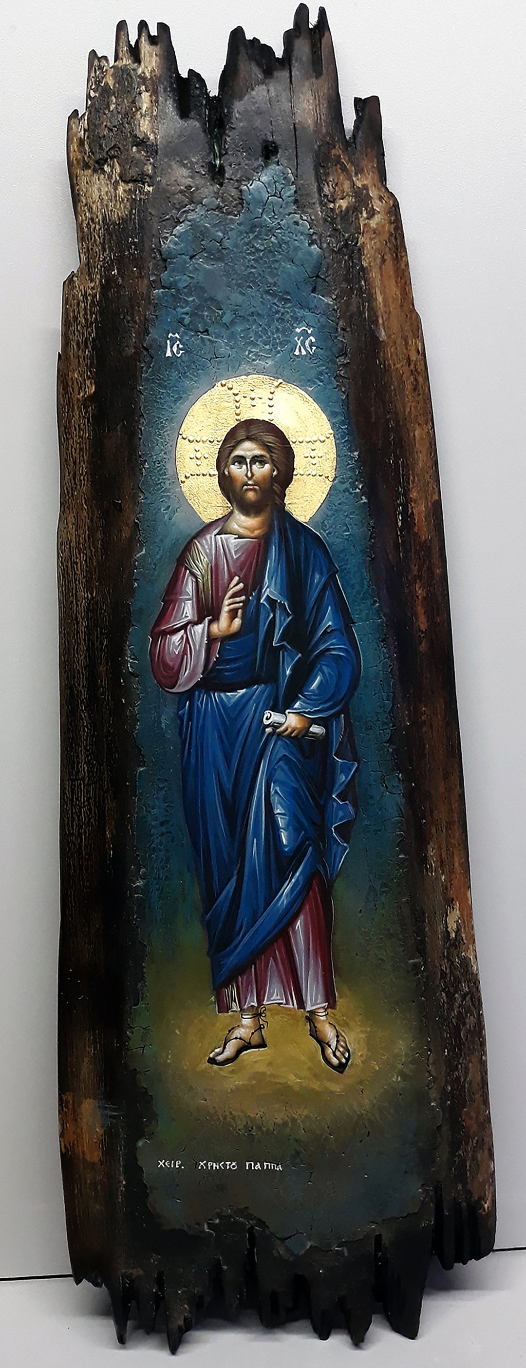 Hand Painted Byzantine Icon of Jesus Christ on Antique Wood - Etsy