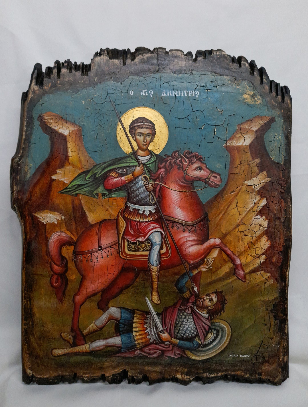 Byzantine Handpainted Icon of Saint Demetrios,agios Dimitrios,Святой ...