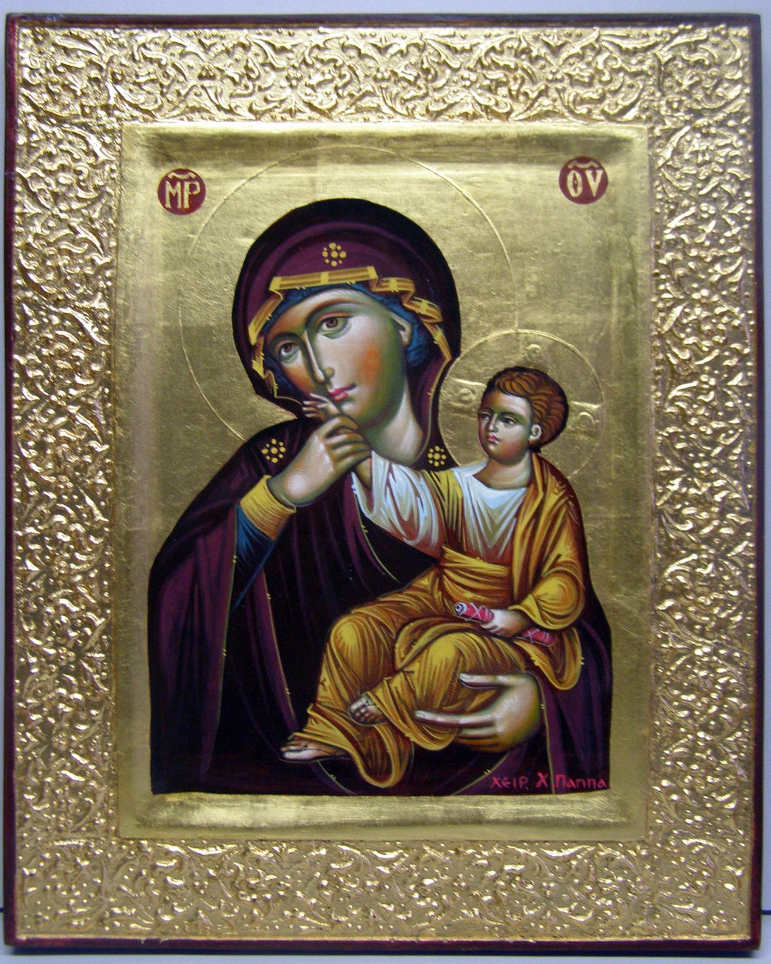 Panagia Paramythia Icon, Virgin Mary Icon,panagia, Handmade Greek ...