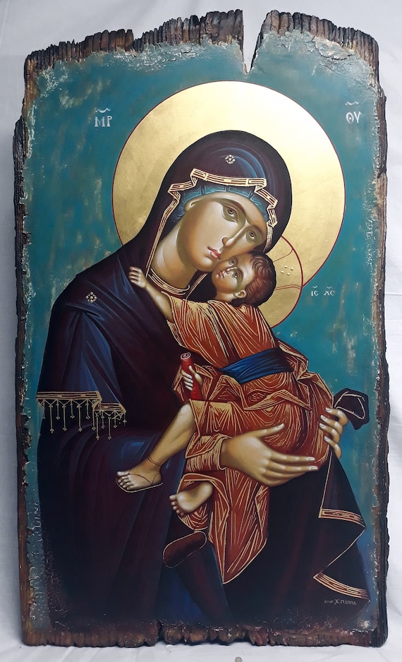 Orthodox Hand-painted Icon of Virgin Mary With a Child Jesus | Etsy