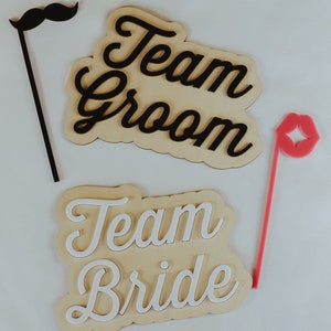Photo Booth Props Wedding, Wedding Signs, Team Bride & Team Groom ...