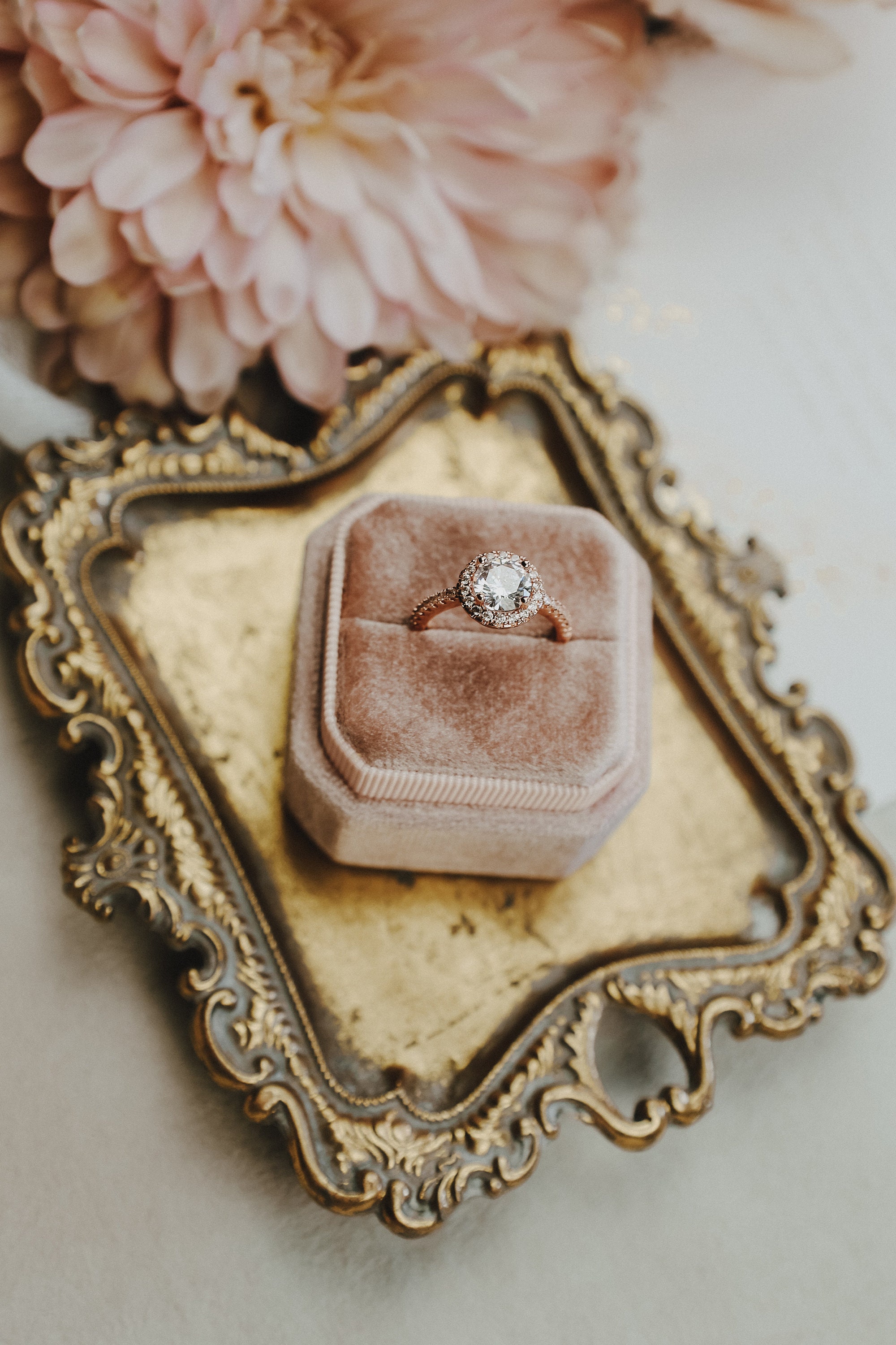 Gold Tray Ring Dish Vintage Style for Wedding Flat Lay - Etsy