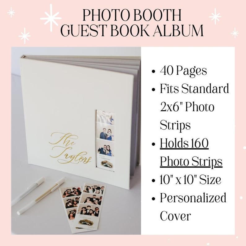 Personalized Wedding Photo Booth Album, 2x6 Photo Strips, Modern ...