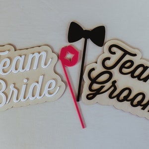 Photo Booth Props Wedding, Wedding Signs, Team Bride & Team Groom ...