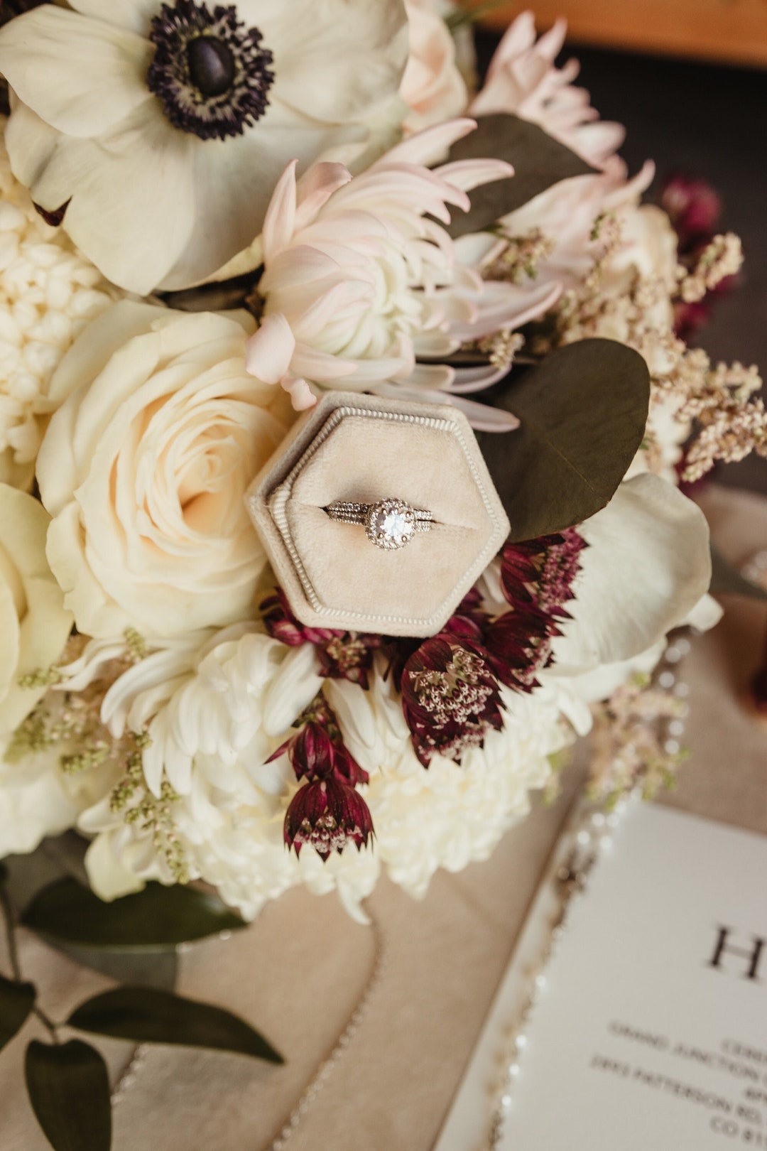 Velvet Ring Box for Wedding Flat Lay Styling in Hexagon Shape - Etsy