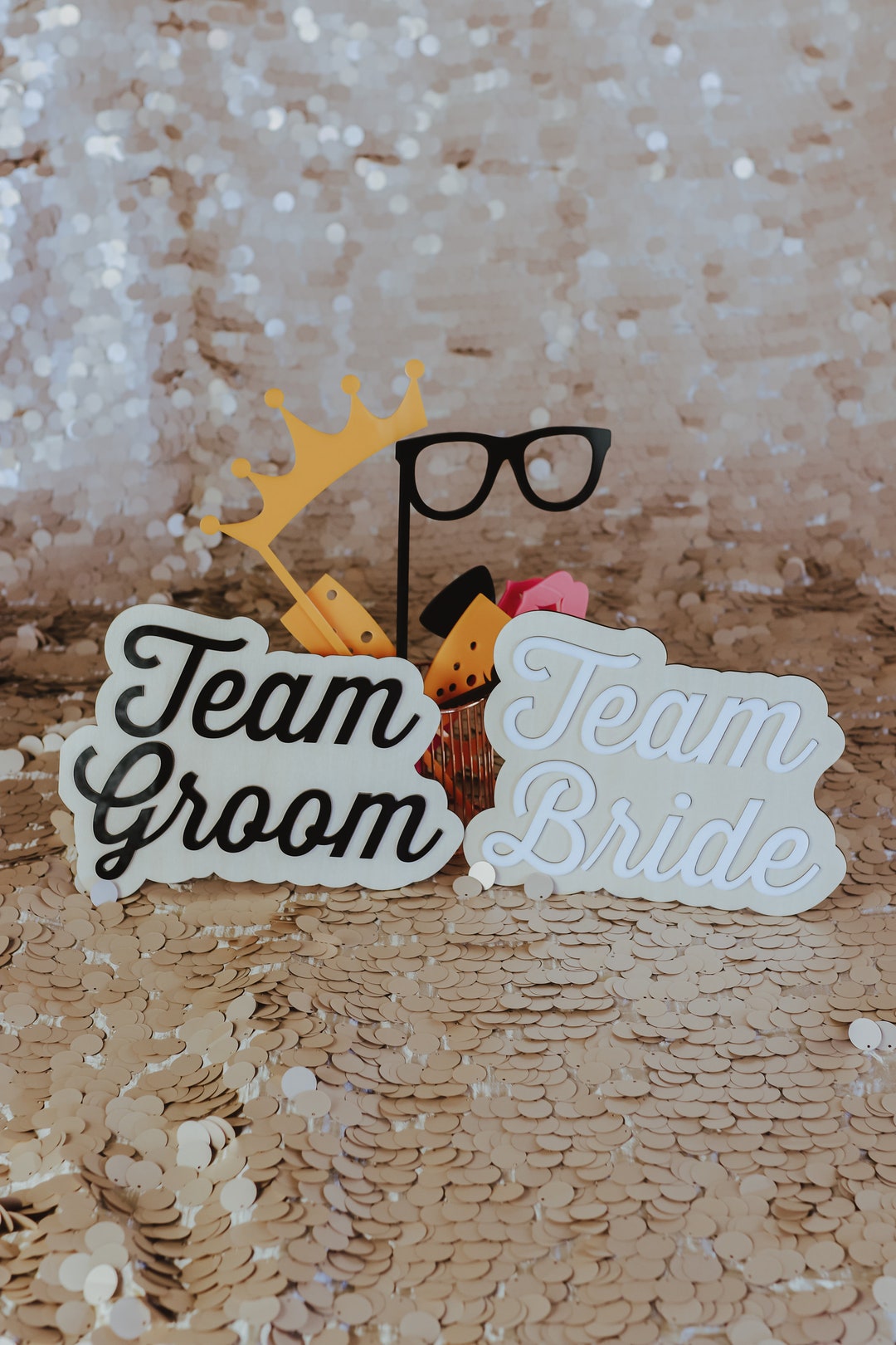 Photo Booth Props Wedding, Wedding Signs, Team Bride & Team Groom ...