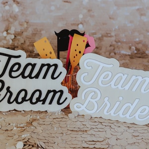 Photo Booth Props Wedding, Wedding Signs, Team Bride & Team Groom ...
