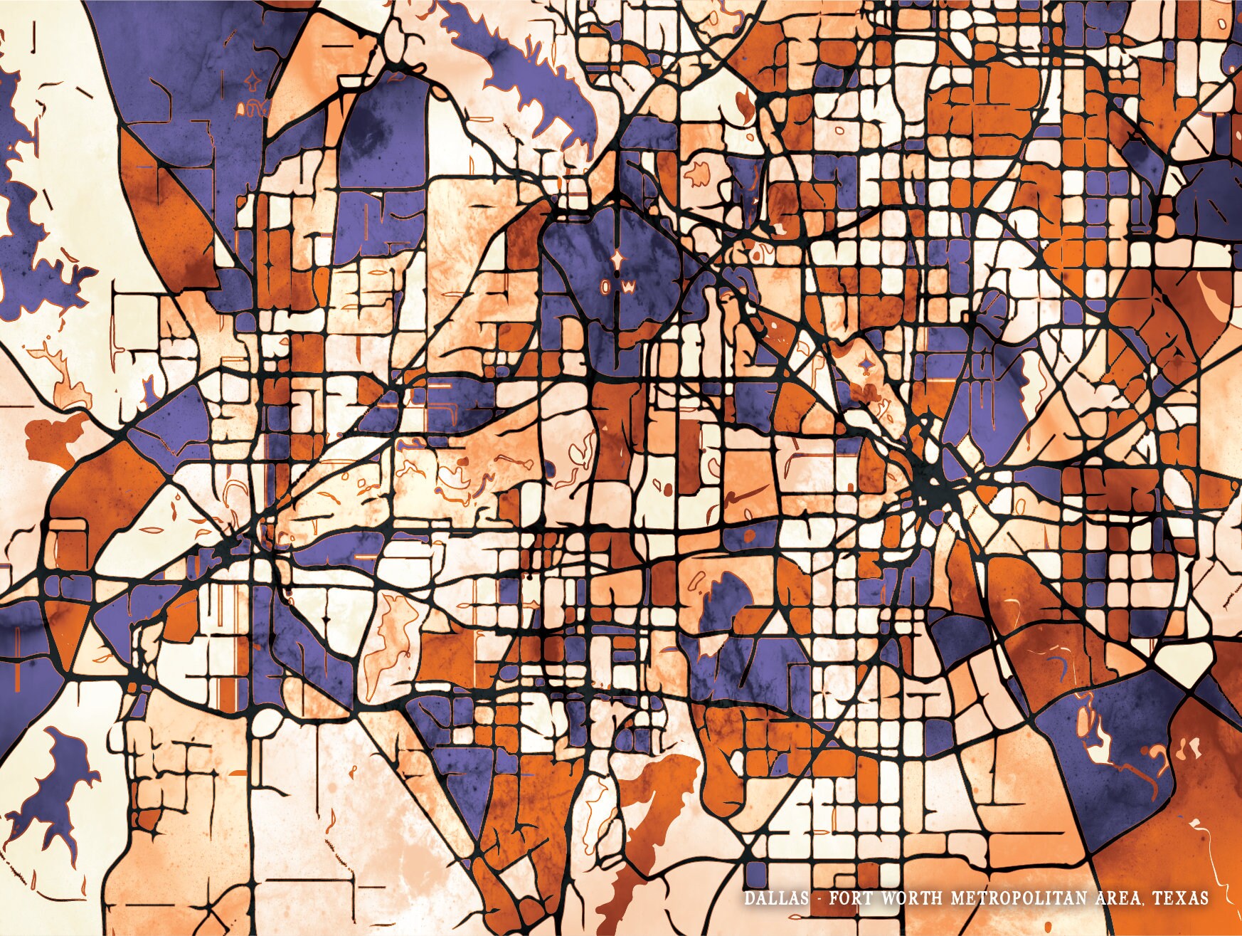 Dallas - Fort Worth Metro Abstract Map (version 2), Dallas - Fort Worth ...