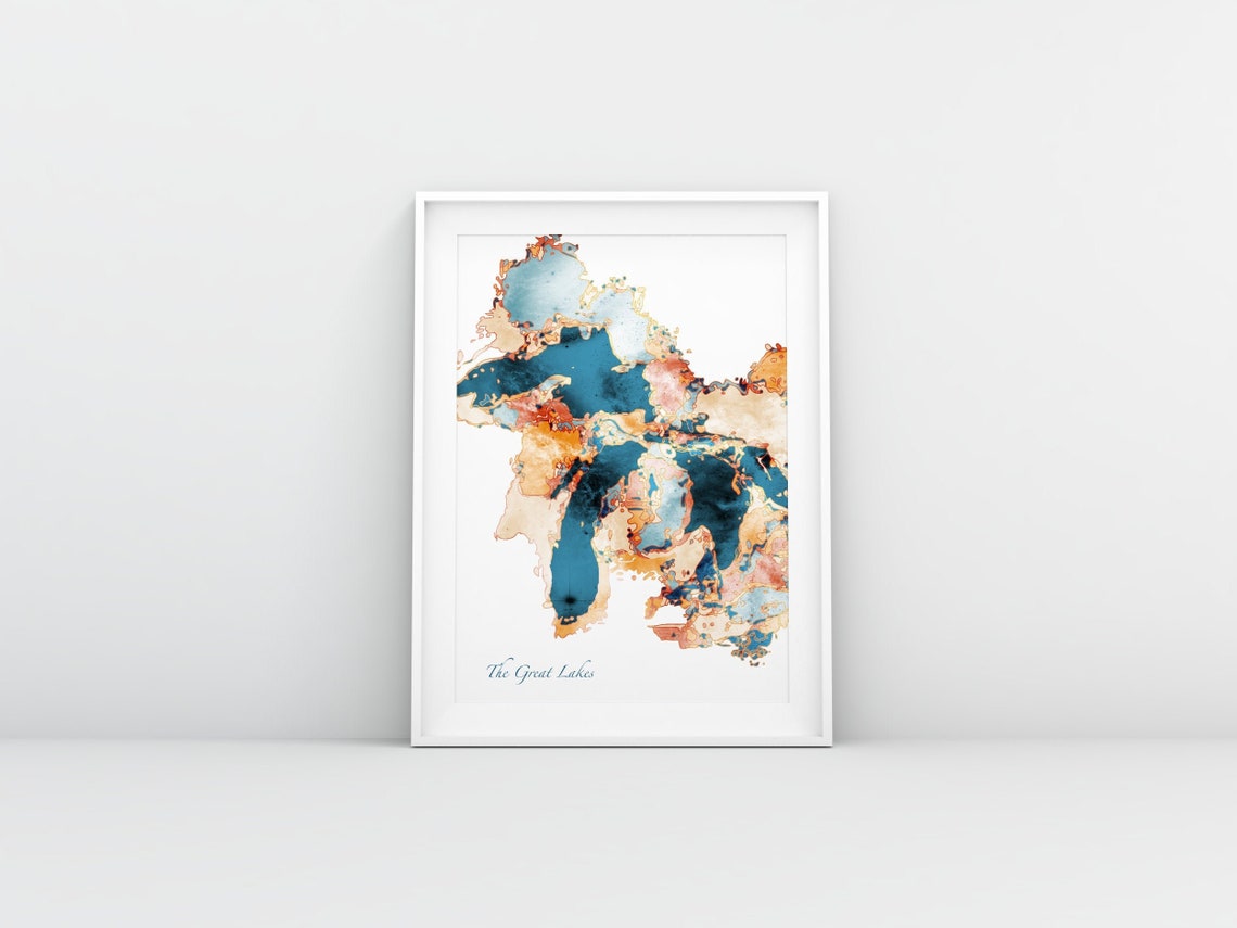 Digital Print | the Great Lakes, Great Lakes Poster, Canvas Print ...