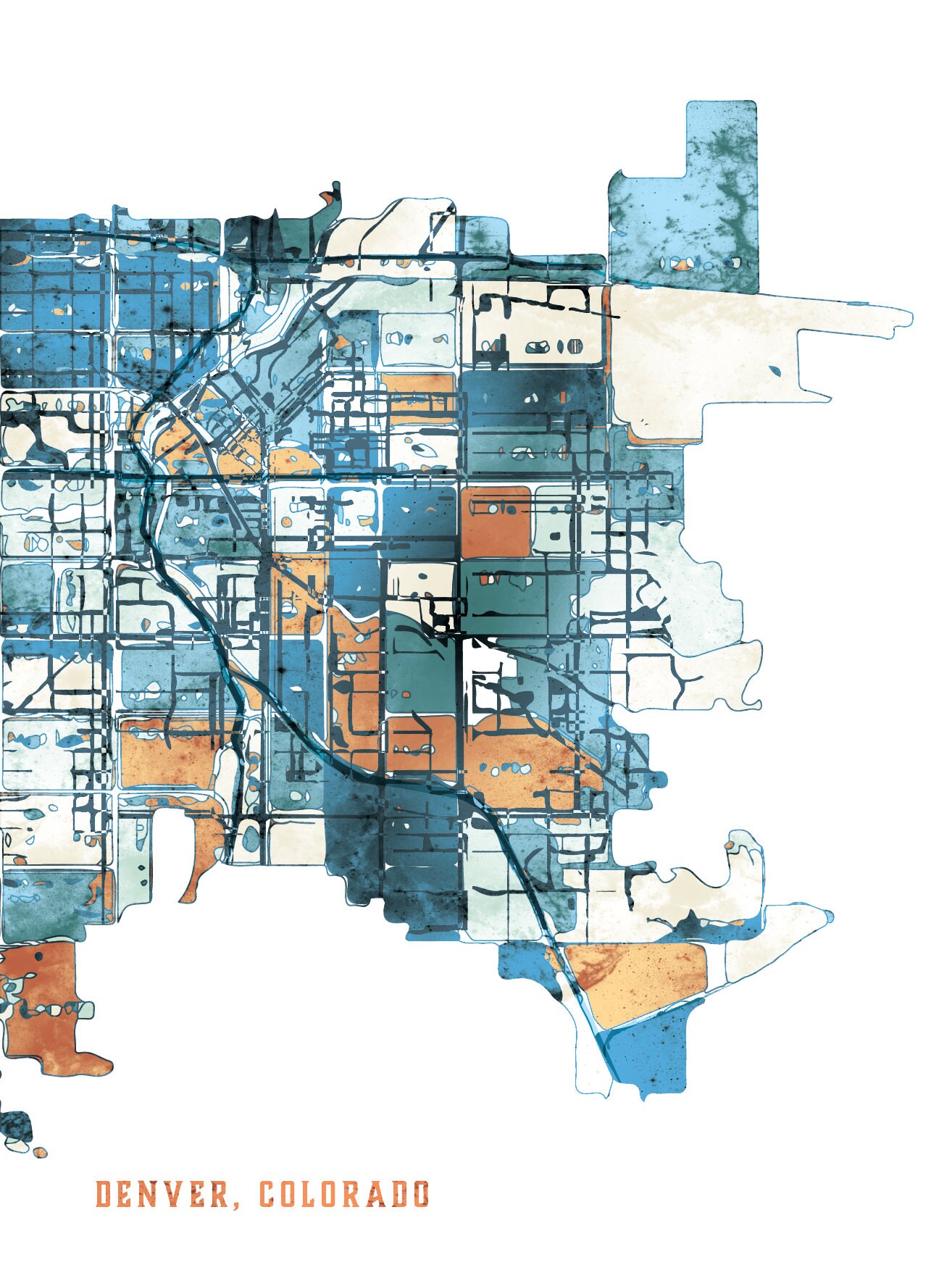 Denver, Colorado Map Print | Denver Map Art | Denver Artwork | Digital ...