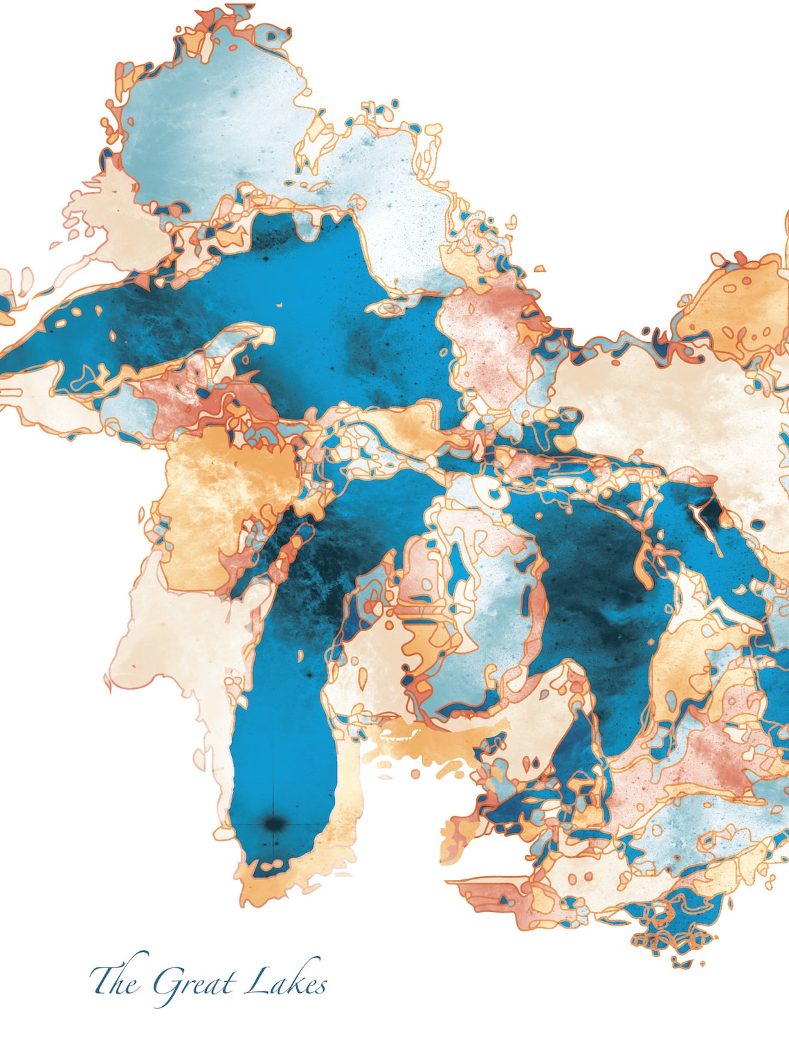 Digital Print | the Great Lakes, Great Lakes Poster, Canvas Print ...