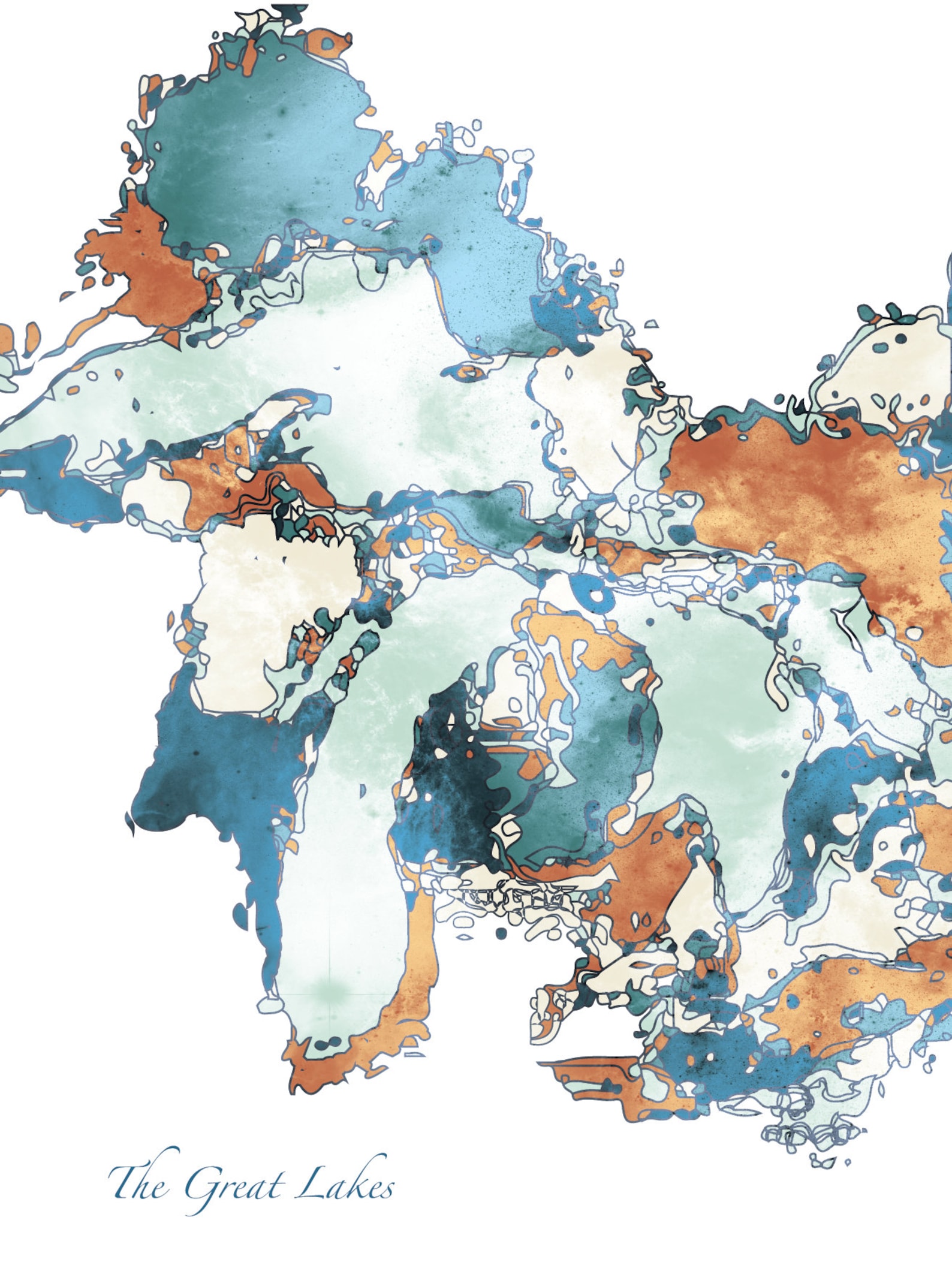 Digital Art Print the Great Lakes Art Print/ the Great Lakes / Digital ...