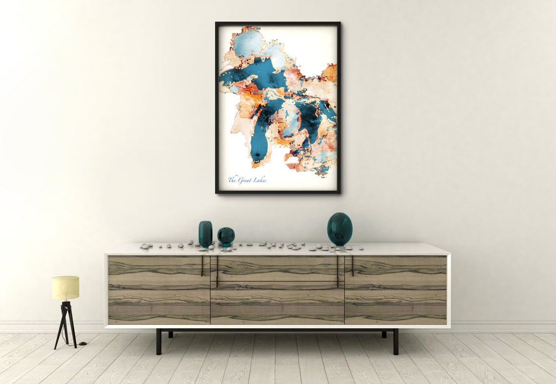 Digital Print | the Great Lakes, Great Lakes Poster, Canvas Print ...