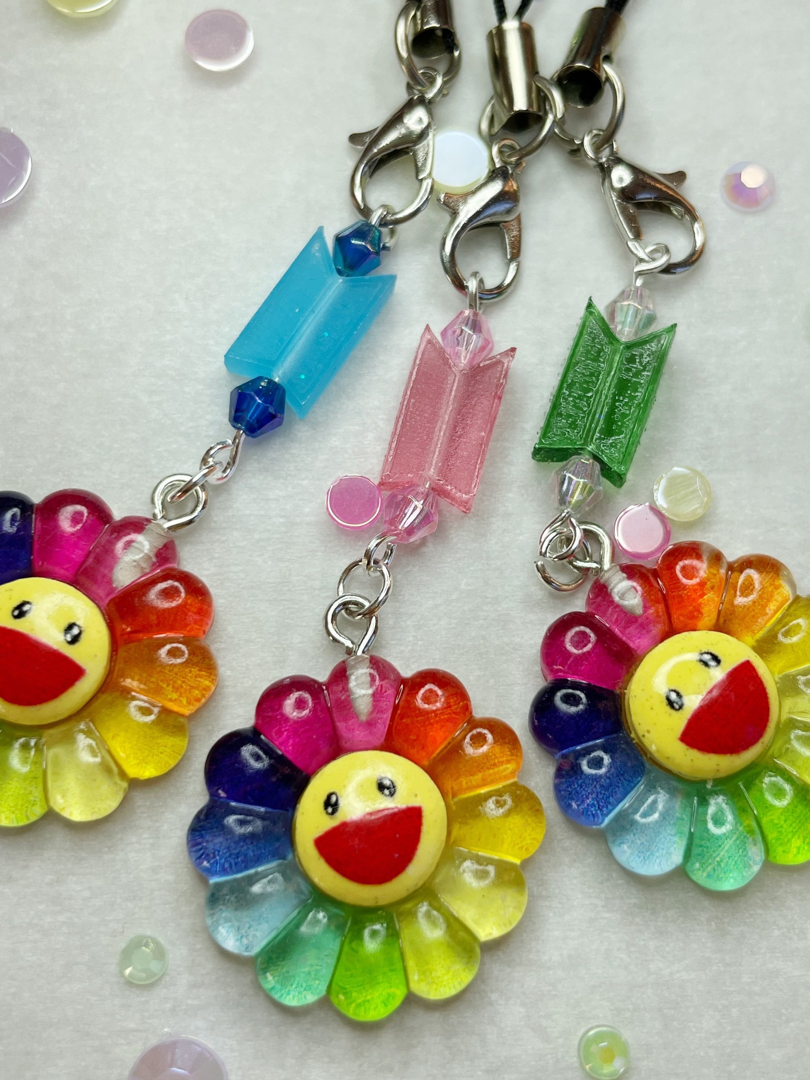 BTS Hopeworld Hobicore Rainbow Smiling Flower Keychain Phone - Etsy