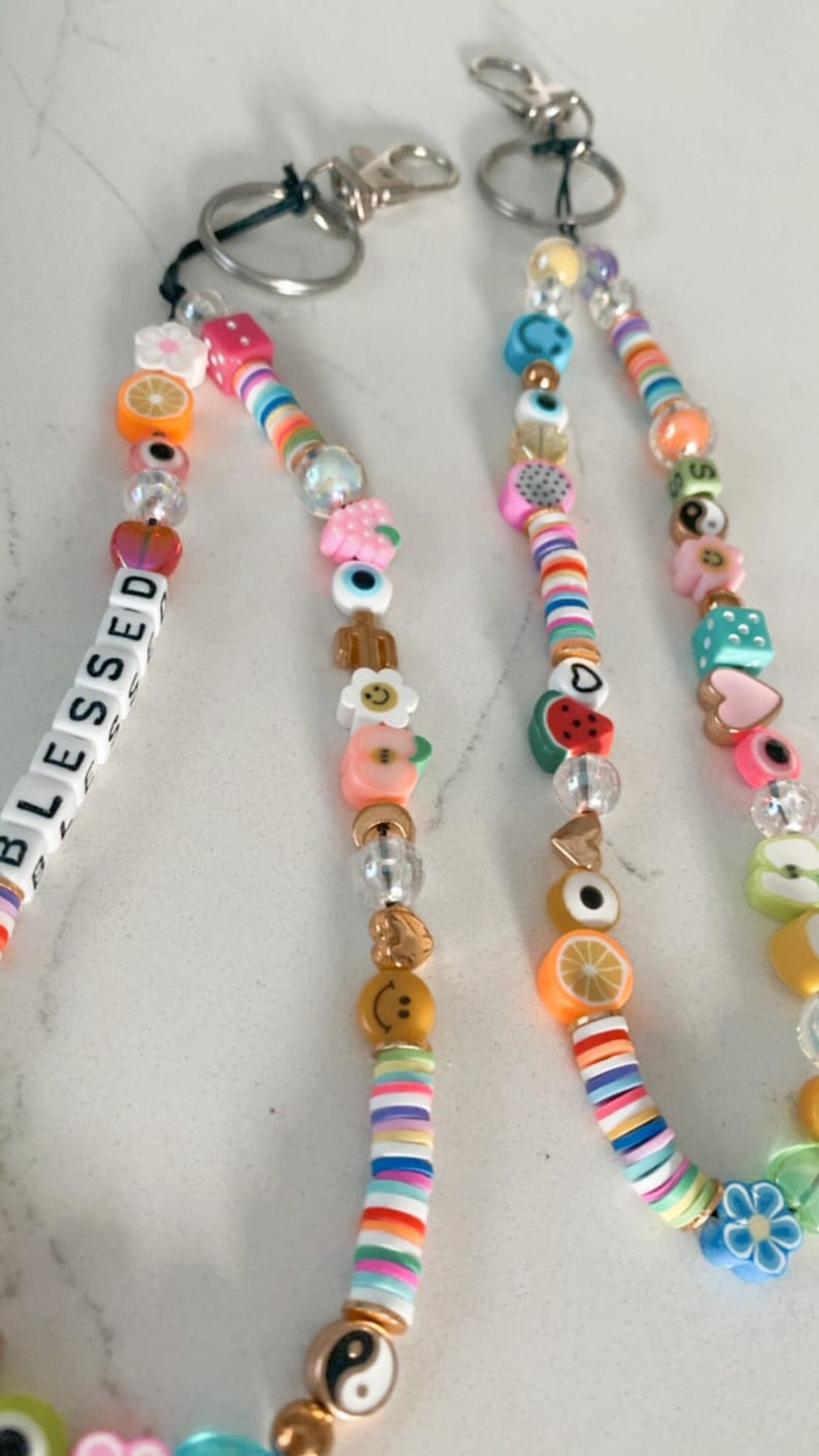 Custom Beaded Keychain | 90s Inspired | Y2K | Rainbow Beaded Keychain ...