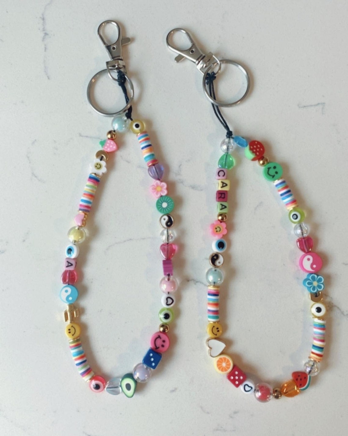 Custom Beaded Keychain | 90s Inspired | Y2K | Rainbow Beaded Keychain ...