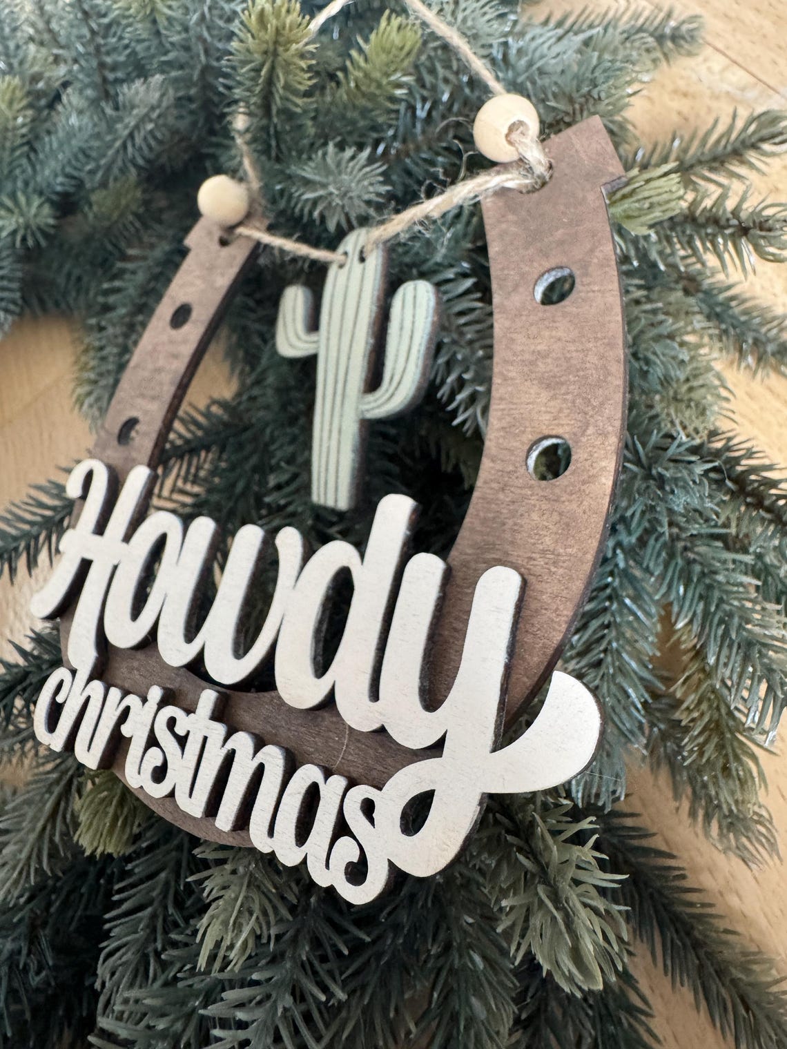 Howdy Christmas Horseshoe Ornament SVG | Western Laser Cut Bauble With ...