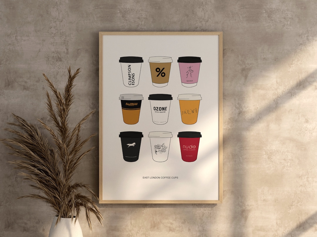 East London Coffee Cups Print Poster Art - Etsy