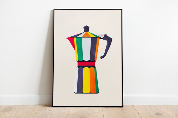 Moka Pot Colourful Print Coffee Maker Prints - Etsy UK