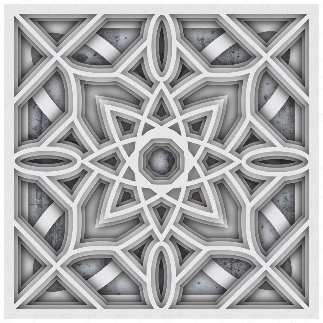 Square Mandala SVG 3D Mandala SVG Layered Mandala SVG - Etsy