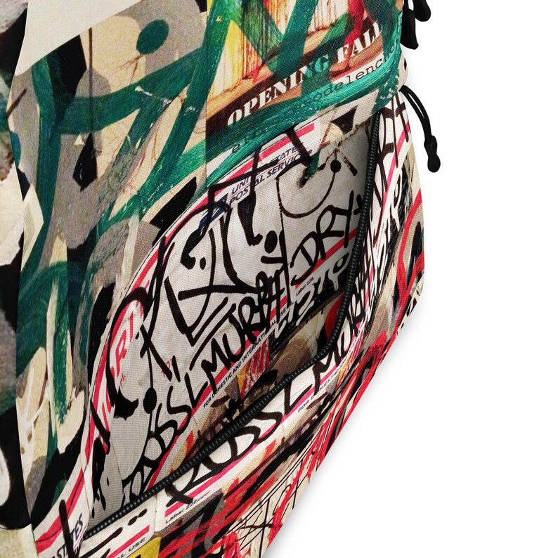 Vibrant Graffiti Print Backpack: Urban Style Computer Bag for School ...