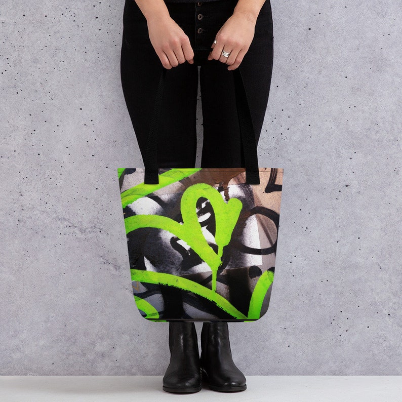 Urban Graffiti Print Tote: 15-inch Square Reusable Cloth Handbag for ...