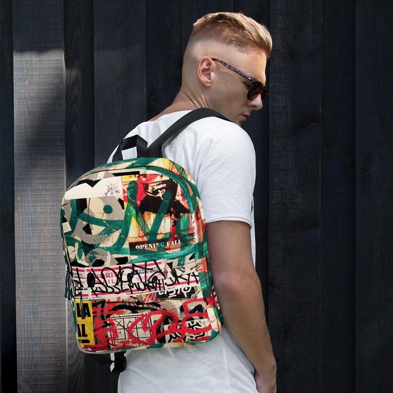 Vibrant Graffiti Print Backpack: Urban Style Computer Bag for School ...