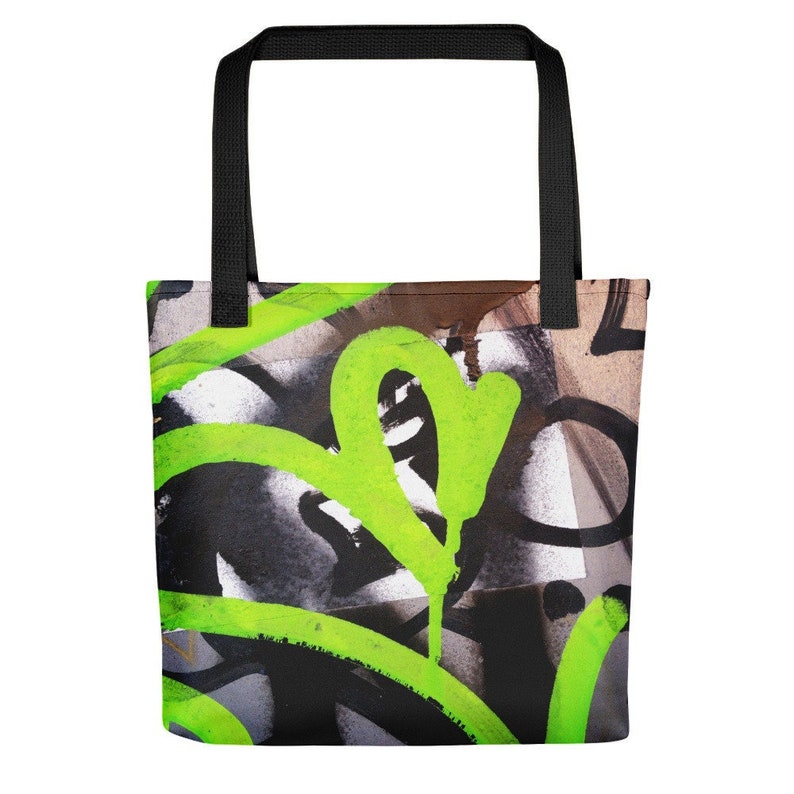 Urban Graffiti Print Tote: 15-inch Square Reusable Cloth Handbag for ...