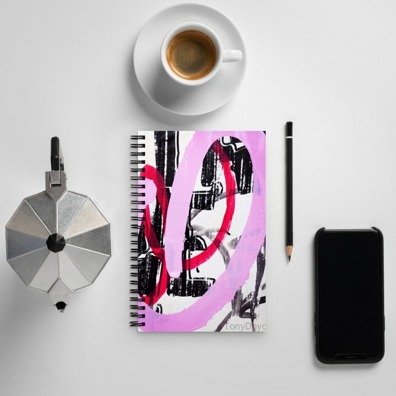 Graffiti Print Spiral Notebook, All-over Printed Dot Paper Journal ...
