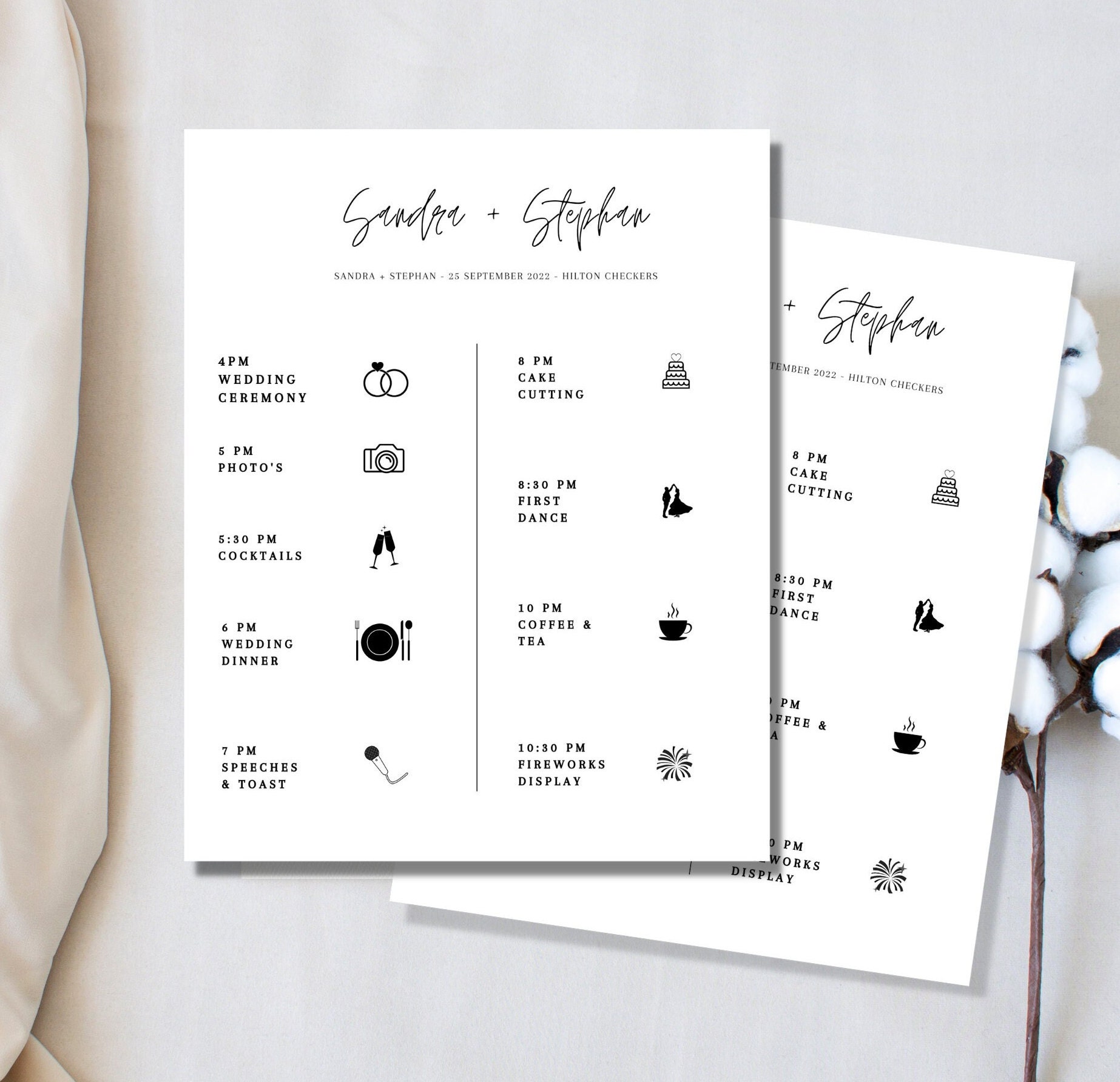 Simple Timeline Template, Schedule of Events, Wedding Party Time Line ...